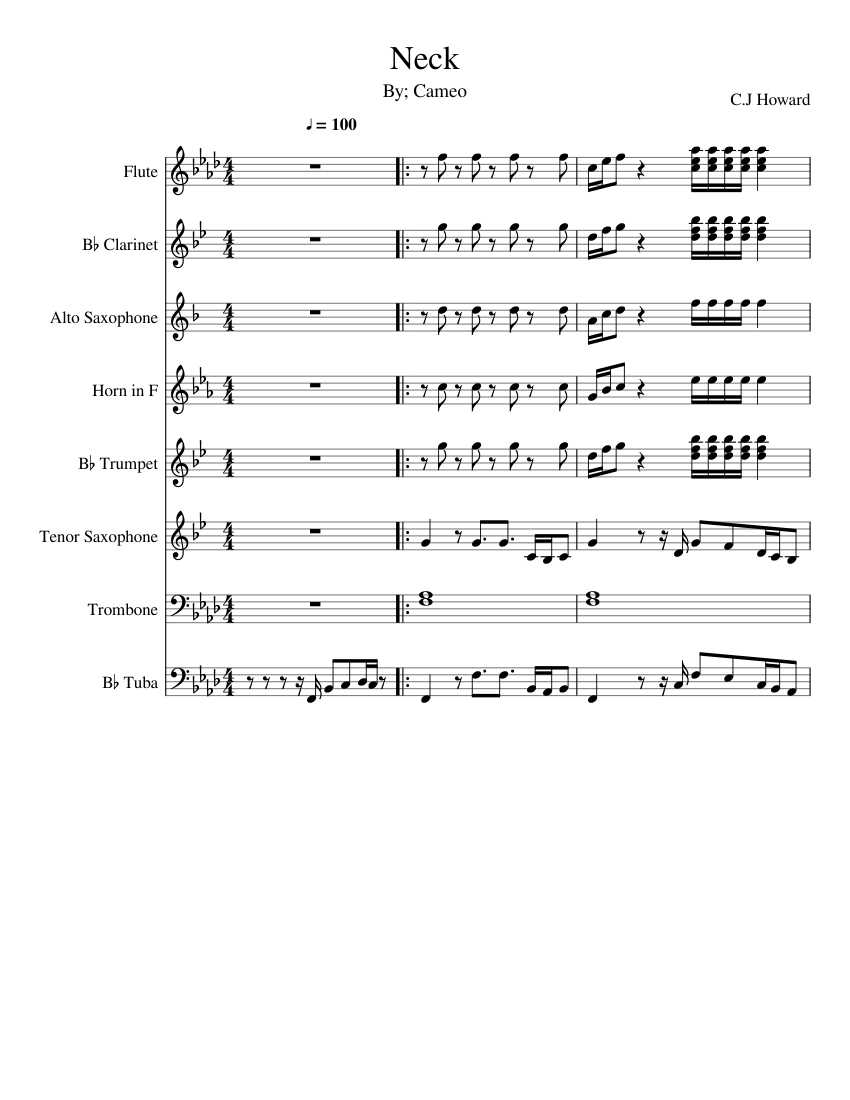 Neck Sheet music for Trumpet (In B Flat), Trombone, Flute, Clarinet (In B Flat) & more ...