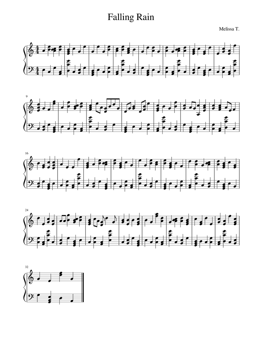 Falling Rain Sheet music for Piano | Download free in PDF or MIDI ...
