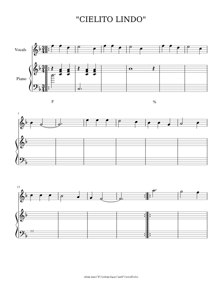 cielito lindo Sheet music for Piano (Solo) | Musescore.com