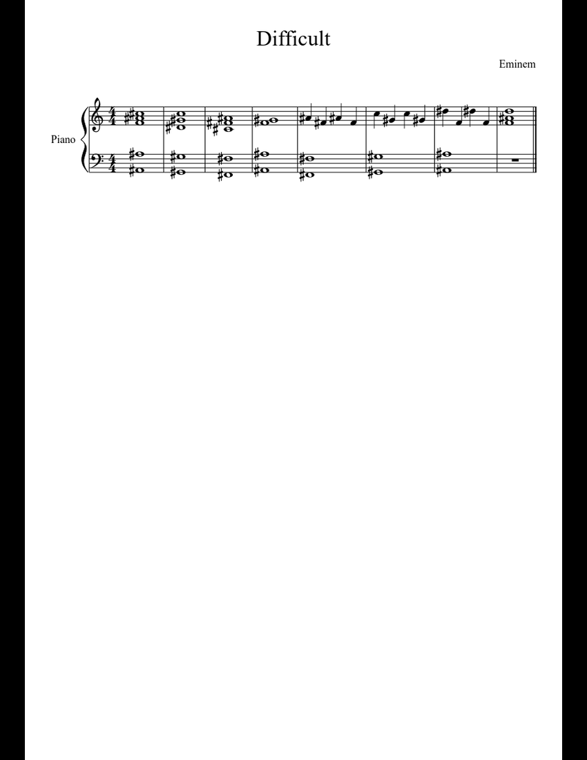 Eminem - Difficult sheet music for Piano download free in PDF or MIDI