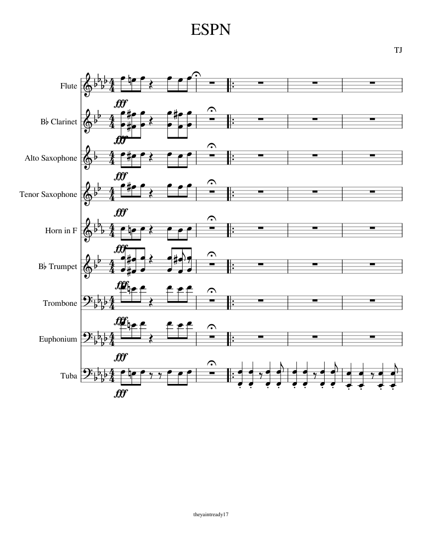 ESPN Sheet music for Trumpet (In B Flat), Trombone, Flute, Clarinet (In B Flat) & more ...