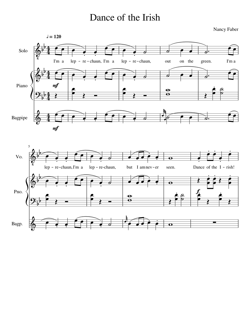 Dance of the Irish sheet music for Piano, Bagpipe download free in PDF ...