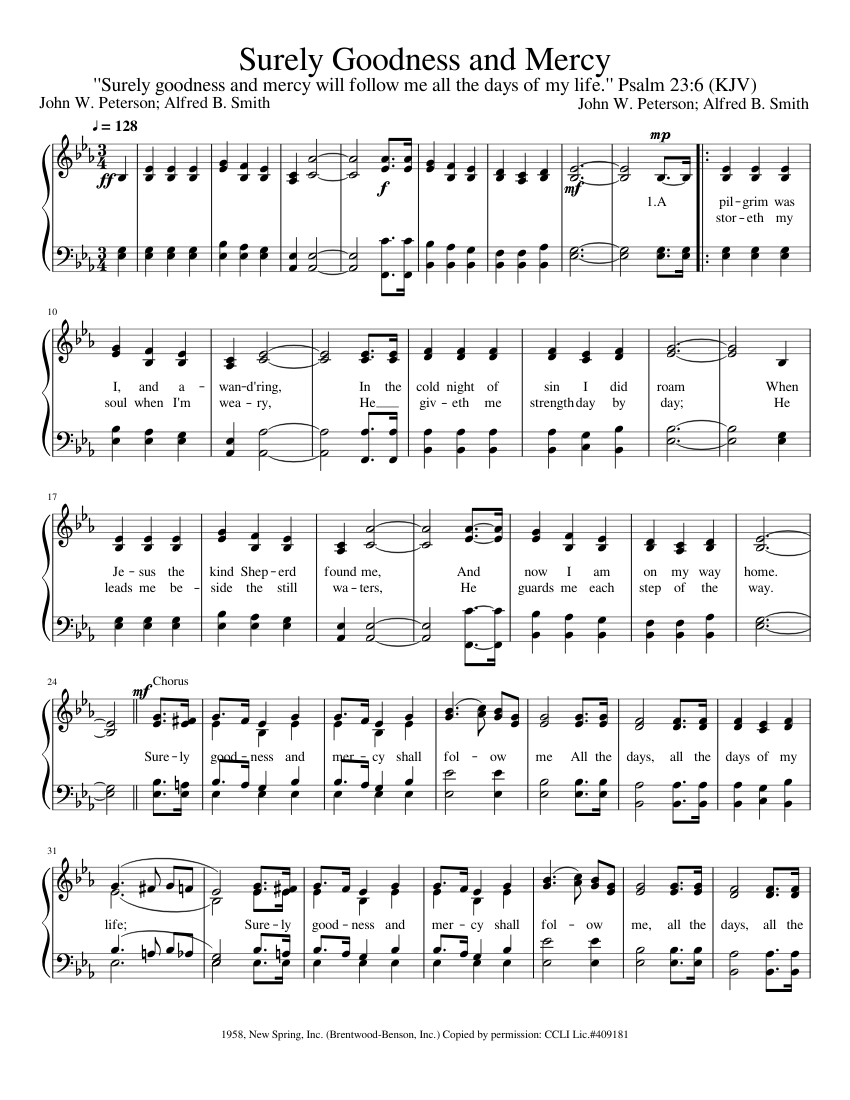 Surely Goodness and Mercy Sheet music for Piano (Solo) | Musescore.com