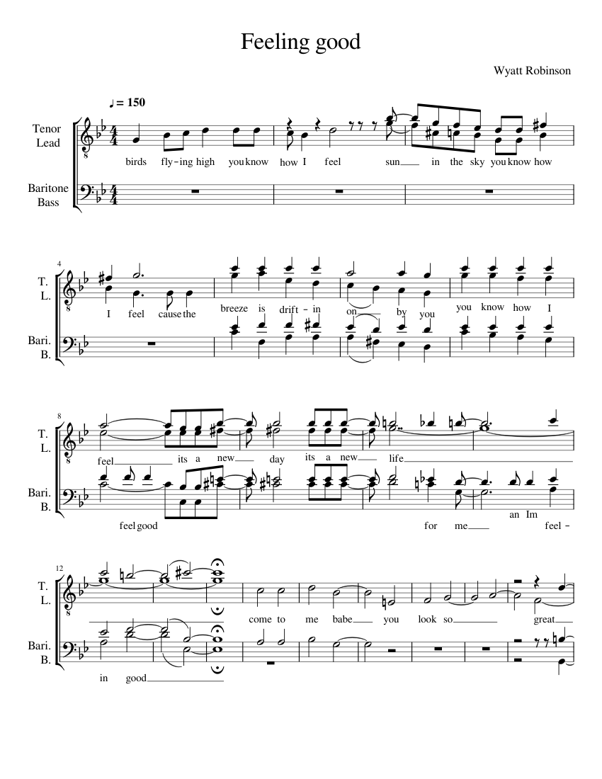 Feeling good Sheet music for Voice | Download free in PDF or MIDI ...