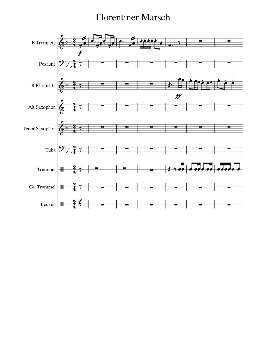 Florentiner March Sheet music for Clarinet, Trumpet, Trombone, Alto ...