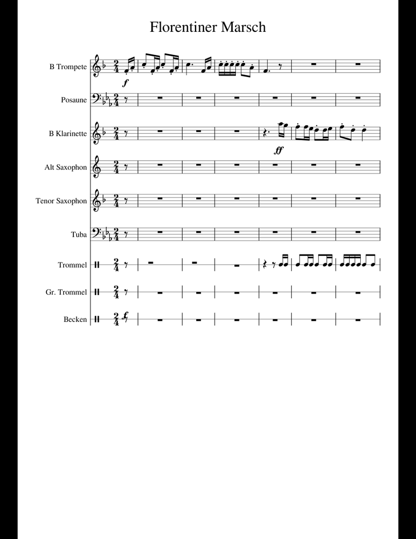 Florentiner March sheet music for Clarinet, Trumpet, Trombone, Alto ...