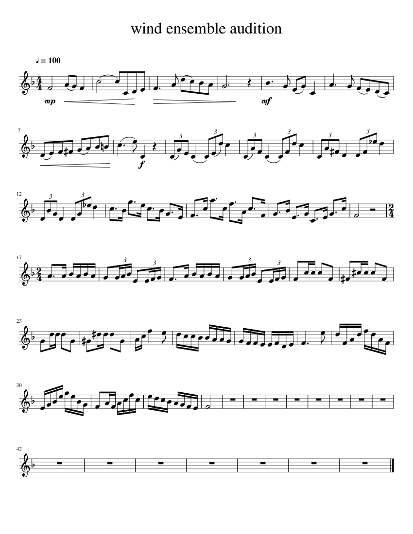 wind ensemble audition Sheet music for Trumpet | Download free in PDF ...