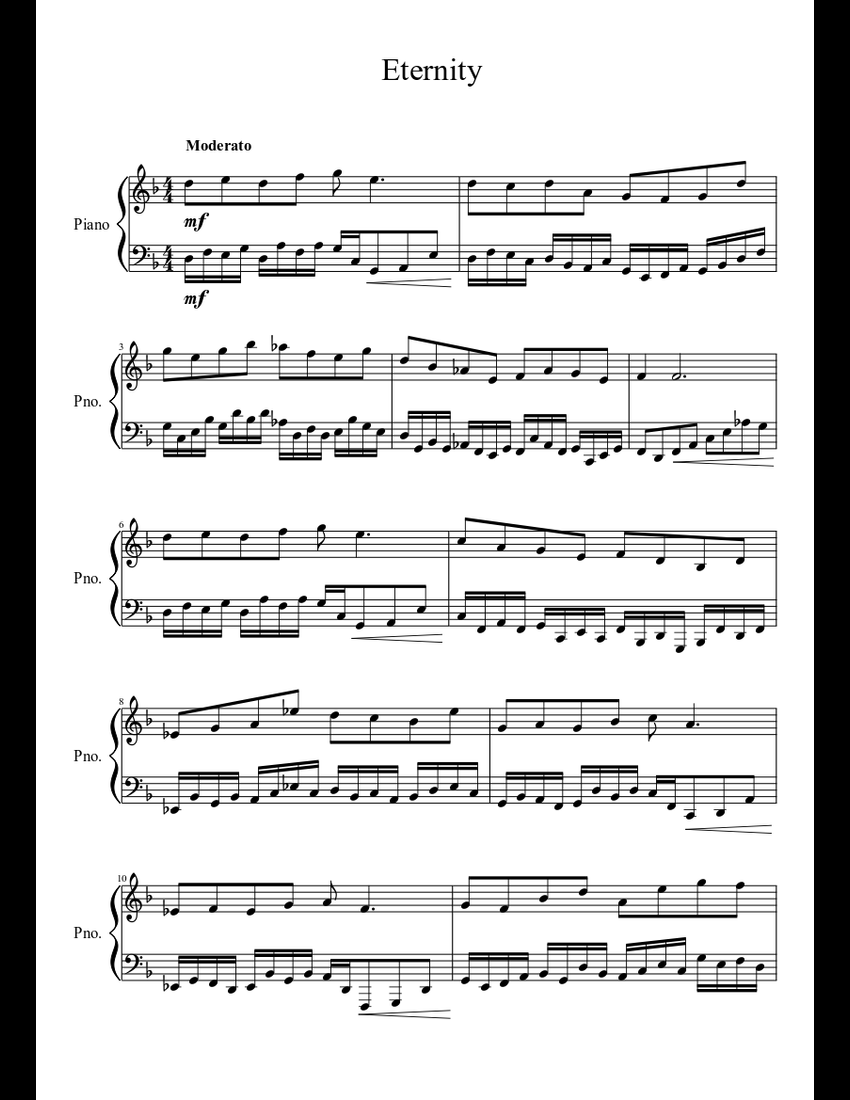 Eternity sheet music download free in PDF or MIDI