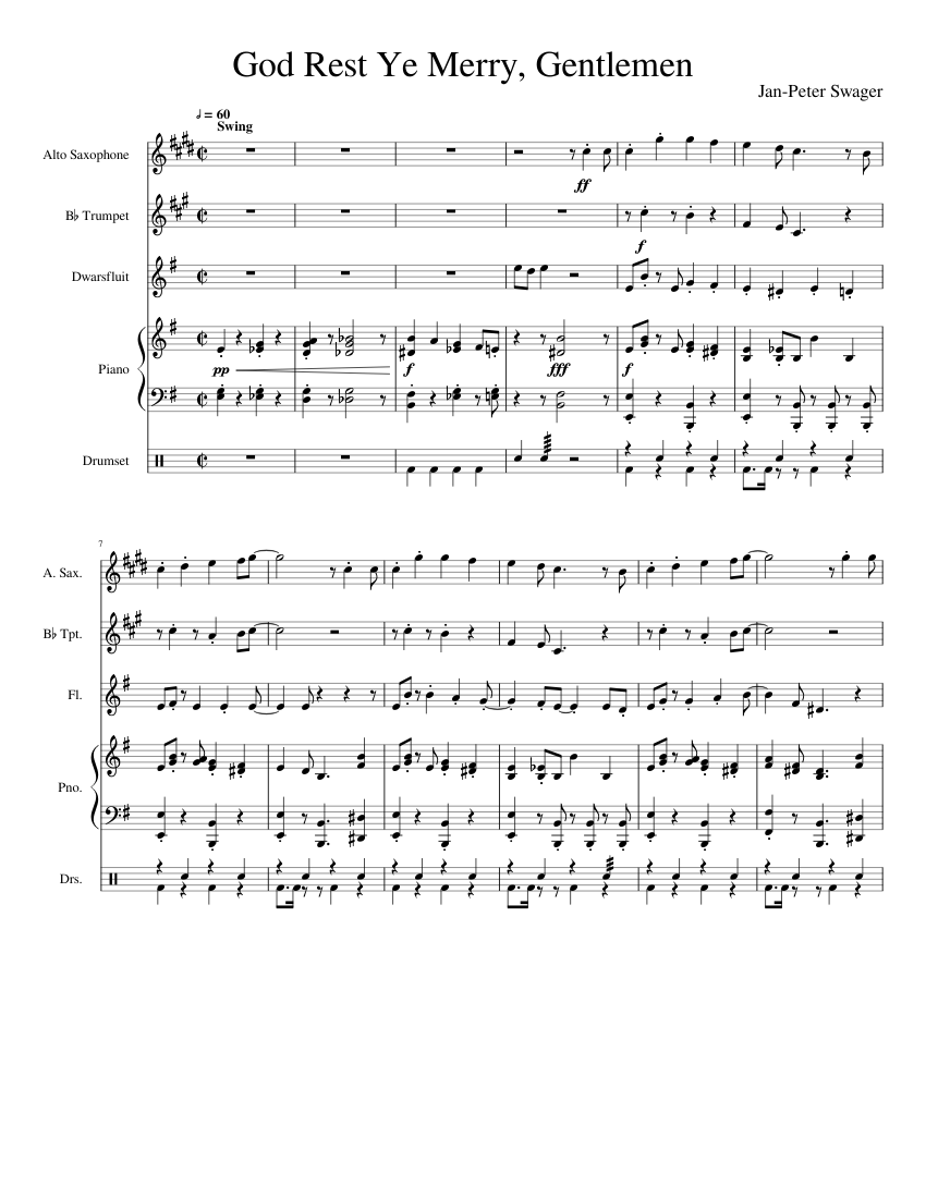 God Rest Ye Merry, Gentlemen (drums) Sheet music | Download free in PDF or MIDI | Musescore.com