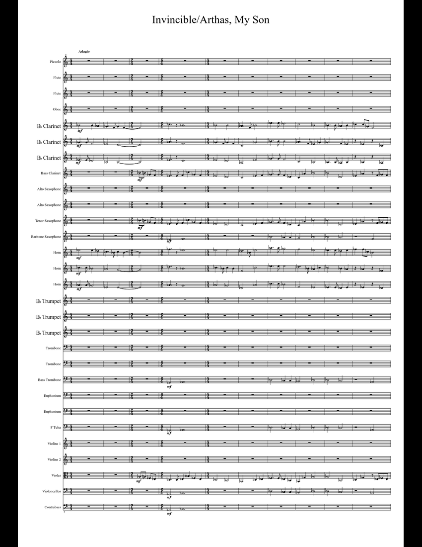 Invincible/Arthas, My Son sheet music for Flute, Clarinet, Piccolo ...