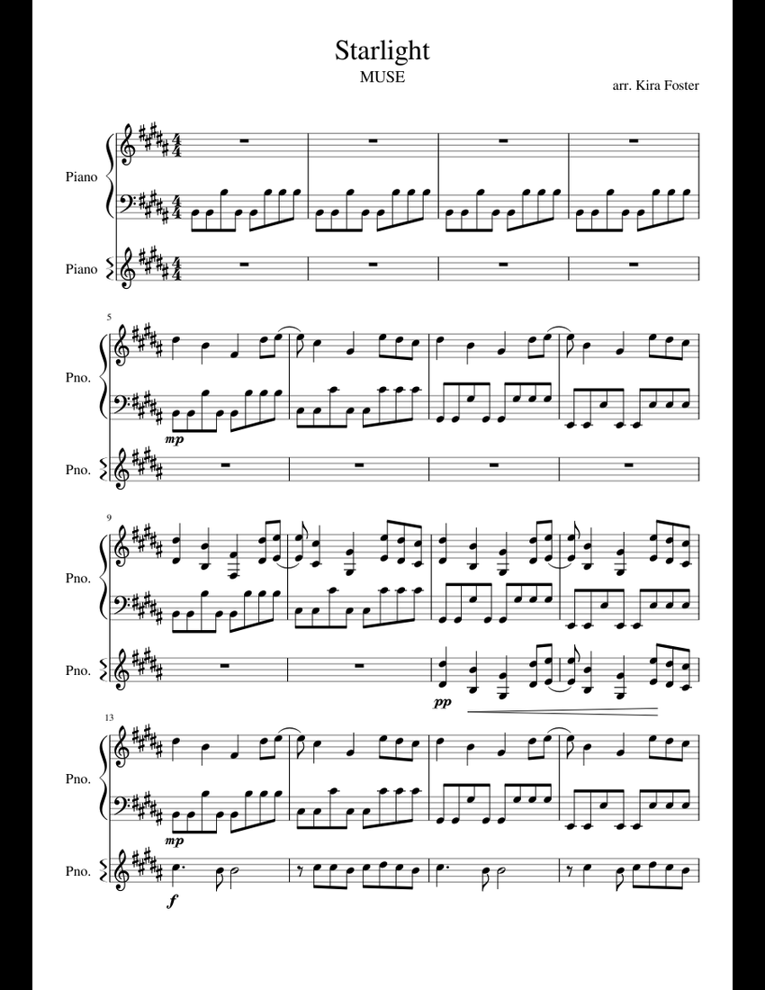 Starlight-MUSE sheet music for Piano download free in PDF or MIDI