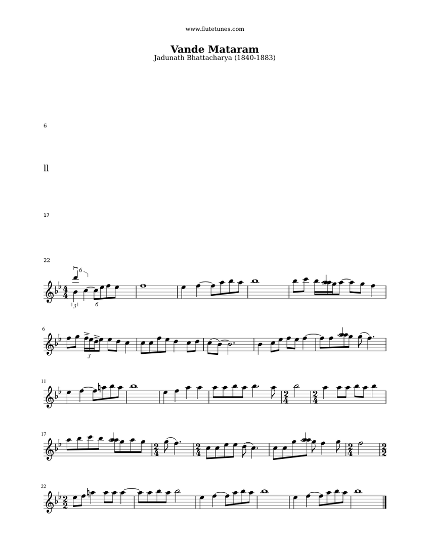 vande mataram Sheet music for Voice | Download free in PDF or MIDI ...