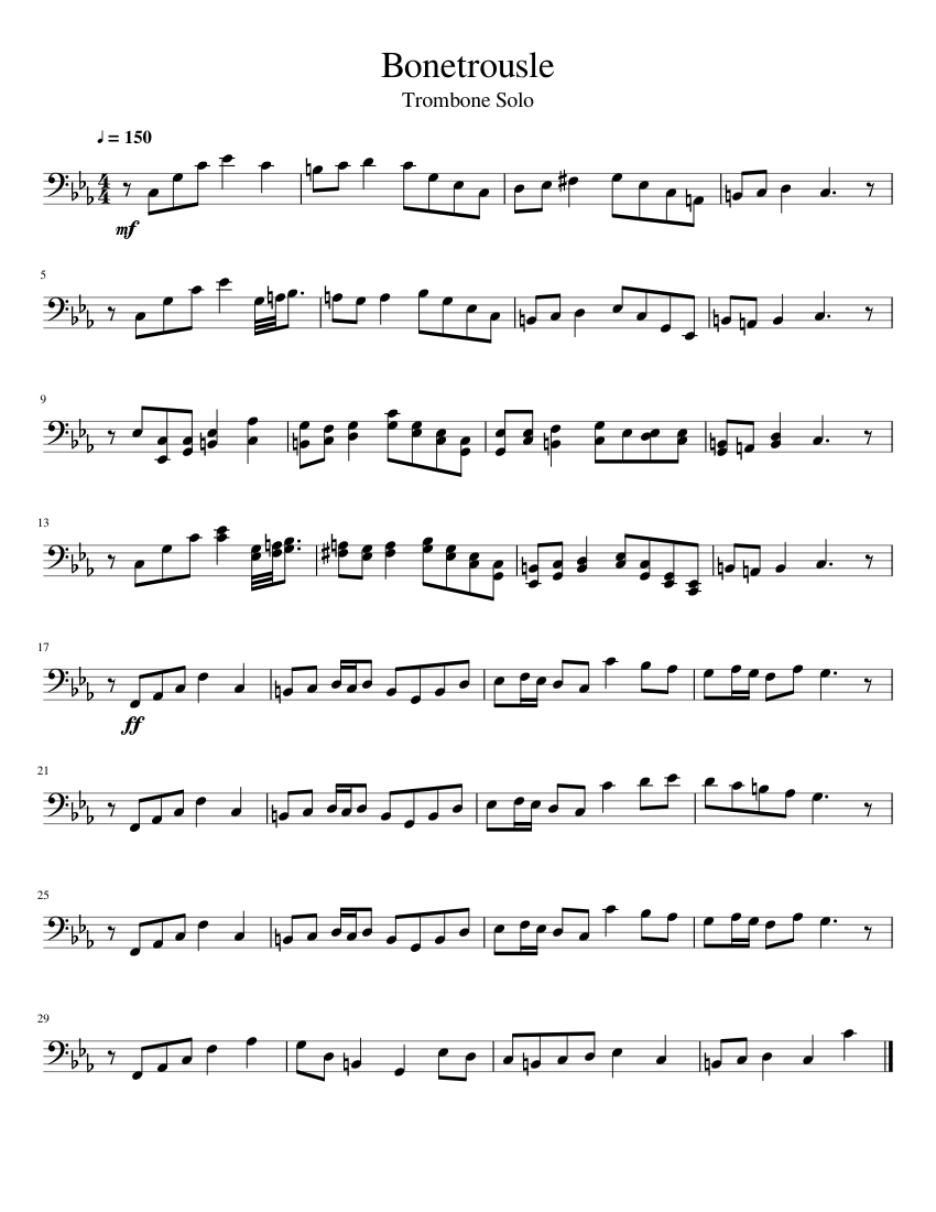 Bonetrousle - Trombone Solo sheet music for Trombone download free in ...