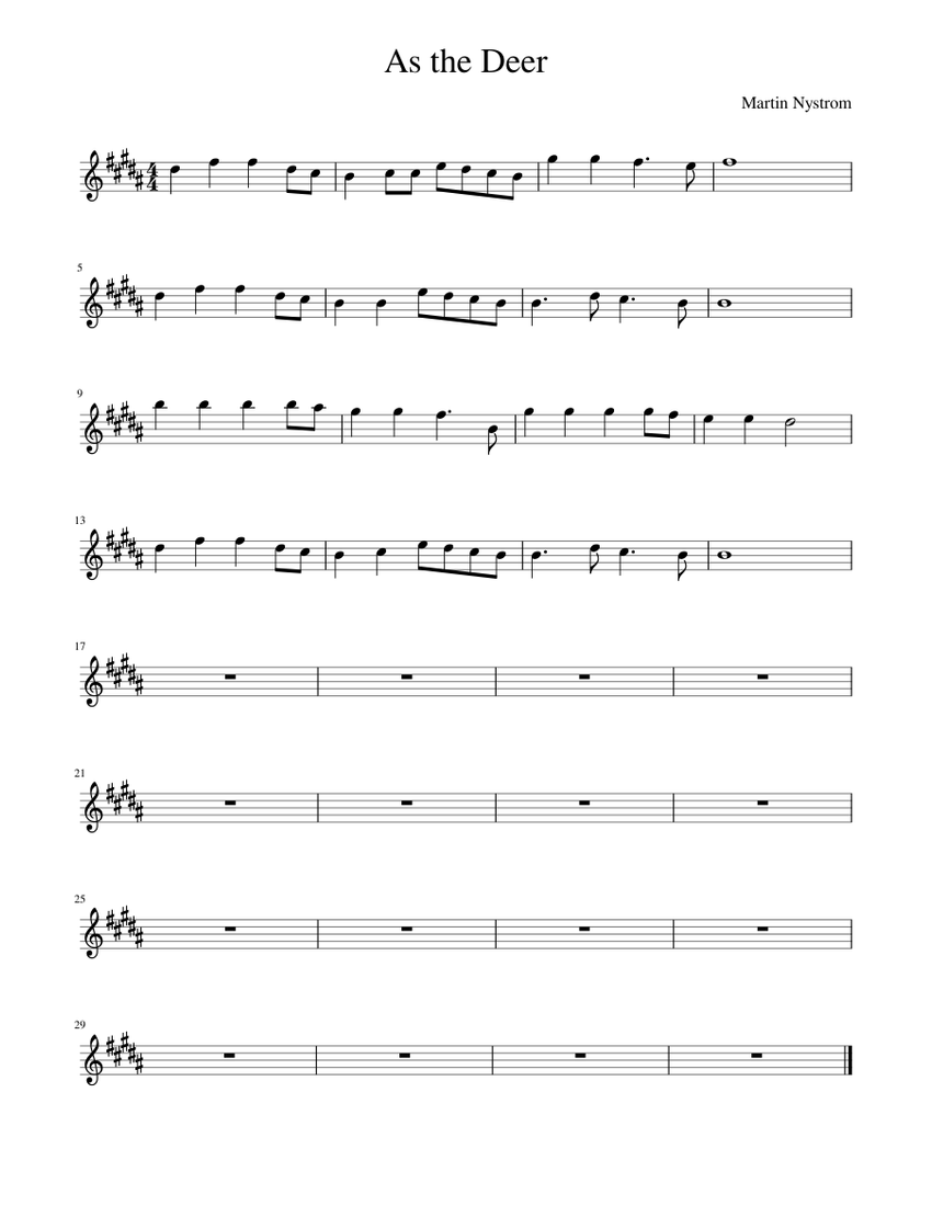 As the Deer Sheet music for Piano | Download free in PDF or MIDI ...