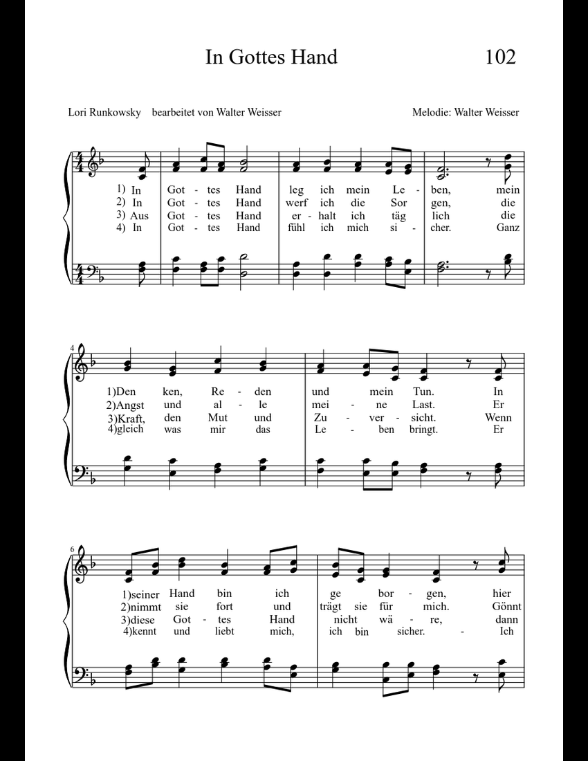 In Gottes Hand 102 sheet music download free in PDF or MIDI