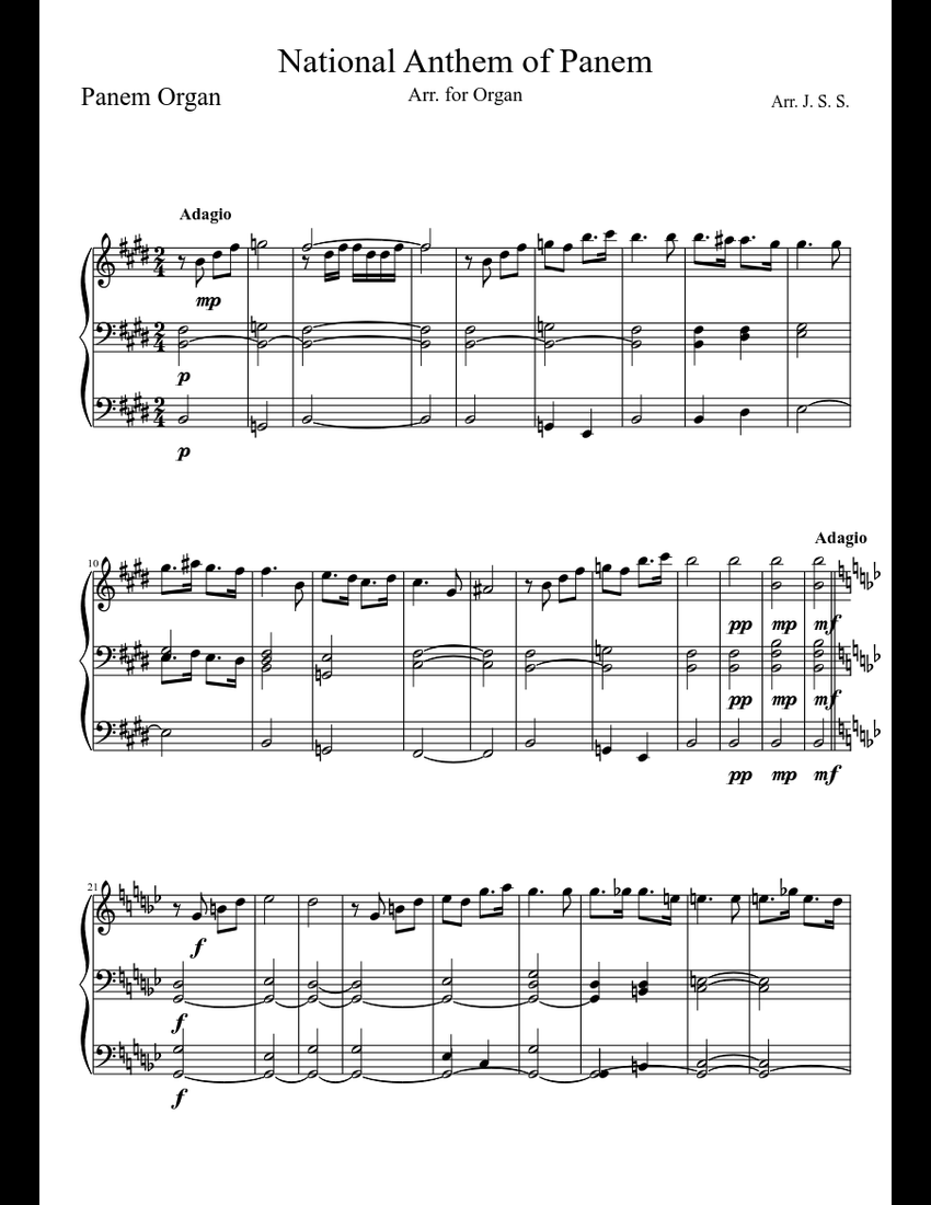 National Anthem of Panem sheet music for Organ download free in PDF or MIDI