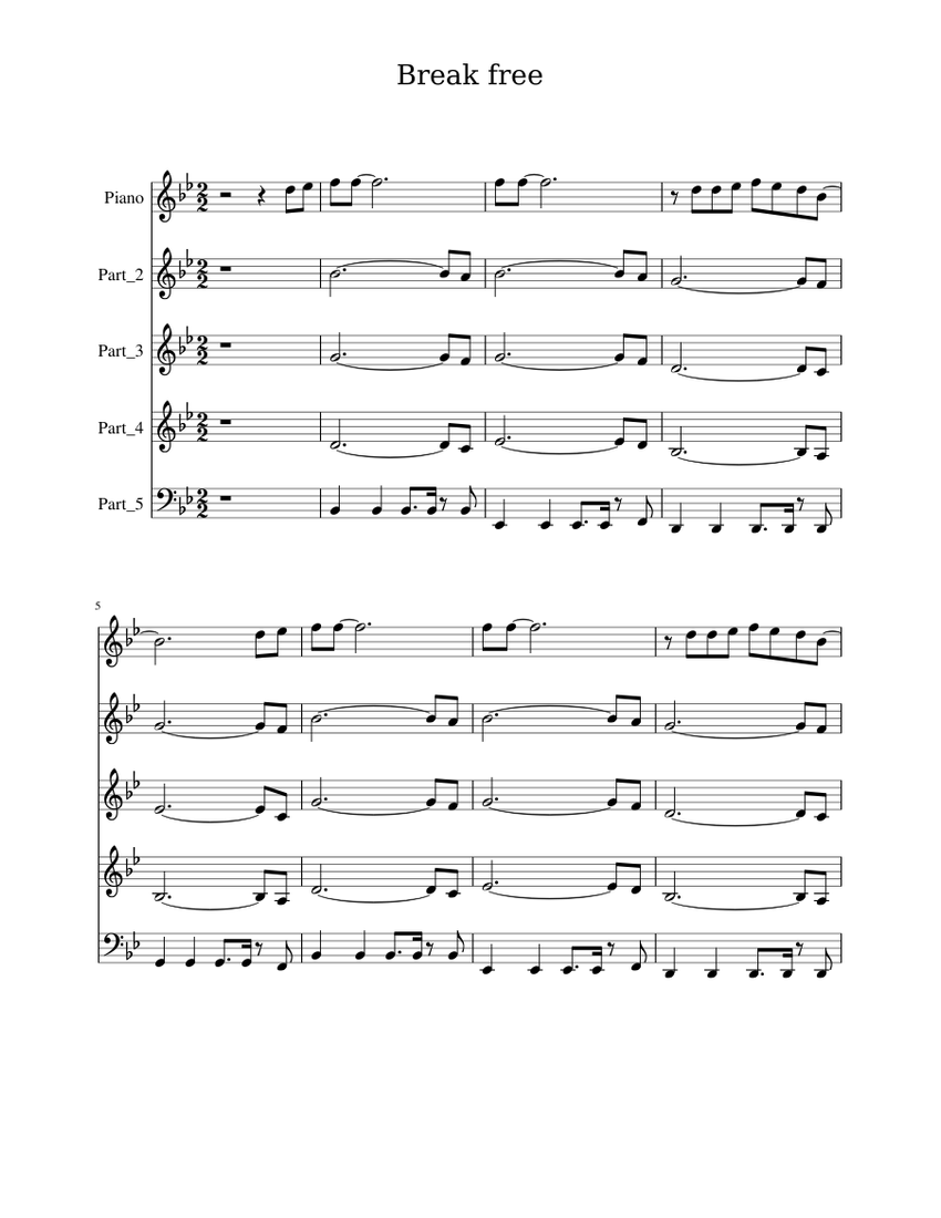 Break free Sheet music for Piano (Solo) | Musescore.com