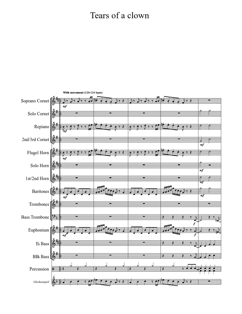 Tears of a clown Sheet music for Trumpet, French Horn, English Horn ...