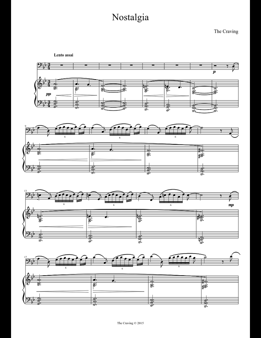 Nostalgia sheet music for Piano, Cello download free in PDF or MIDI