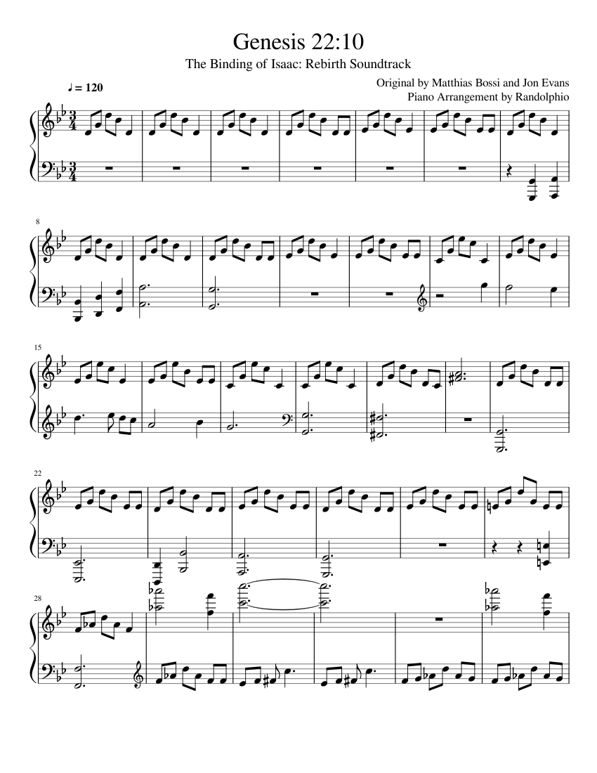 Genesis 22:10 Sheet music for Piano (Solo) | Musescore.com