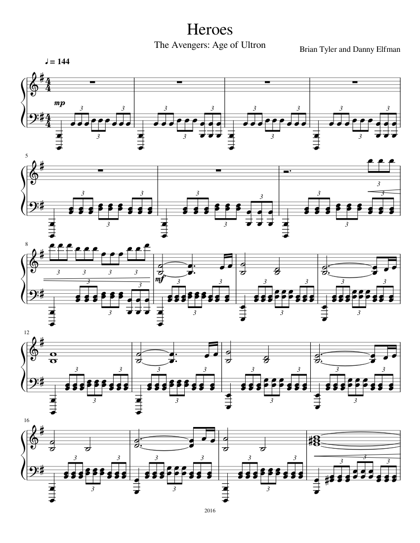 Heroes sheet music for Piano download free in PDF or MIDI