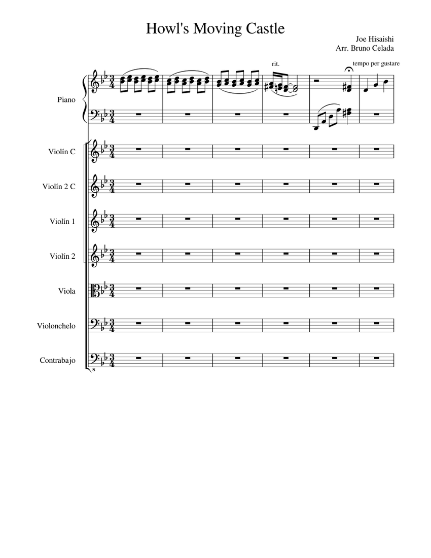Howl's Moving Castle (Para orquesta de cuerdas) Sheet music for Piano ...