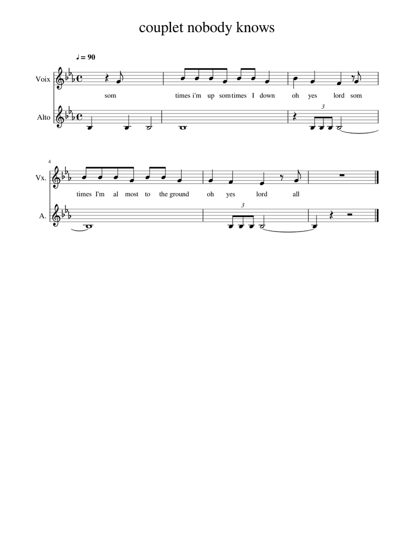couplet nobody knows Sheet music for Voice | Download free in PDF or ...