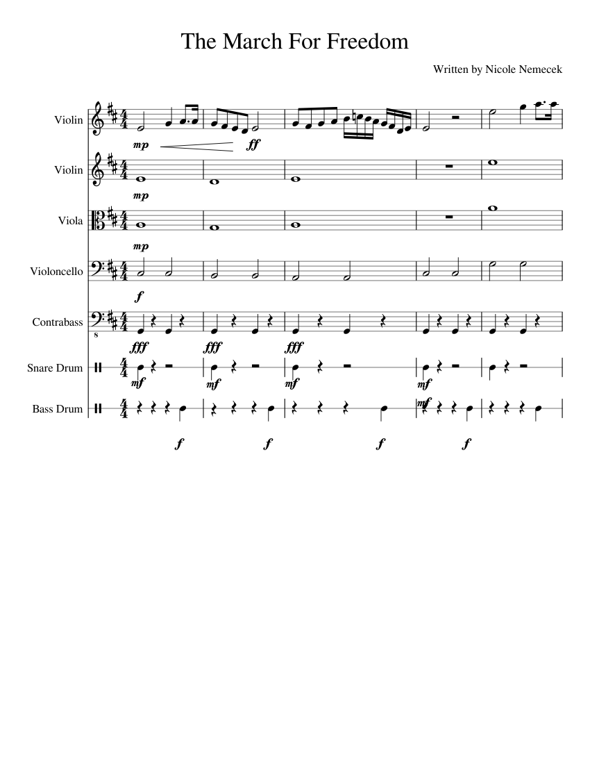 The March For Freedom Sheet music for Violin, Cello, Viola, Snare Drum ...