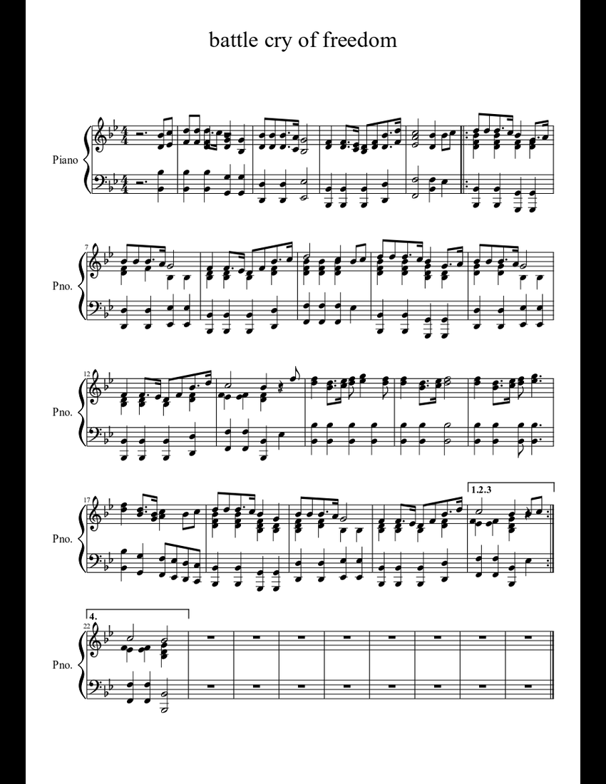 The Battle Cry of Freedom sheet music download free in PDF or MIDI