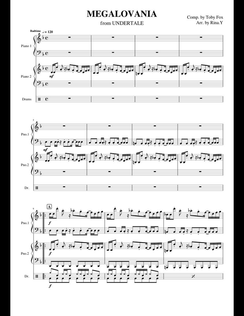 MEGALOVANIA sheet music for Piano, Percussion download free in PDF or MIDI