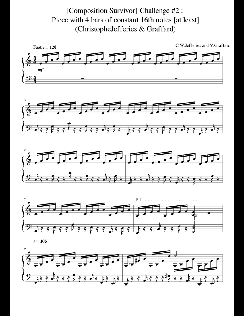 Challenge #2 ; Piece with 4 bars of constant 16th notes at least sheet ...