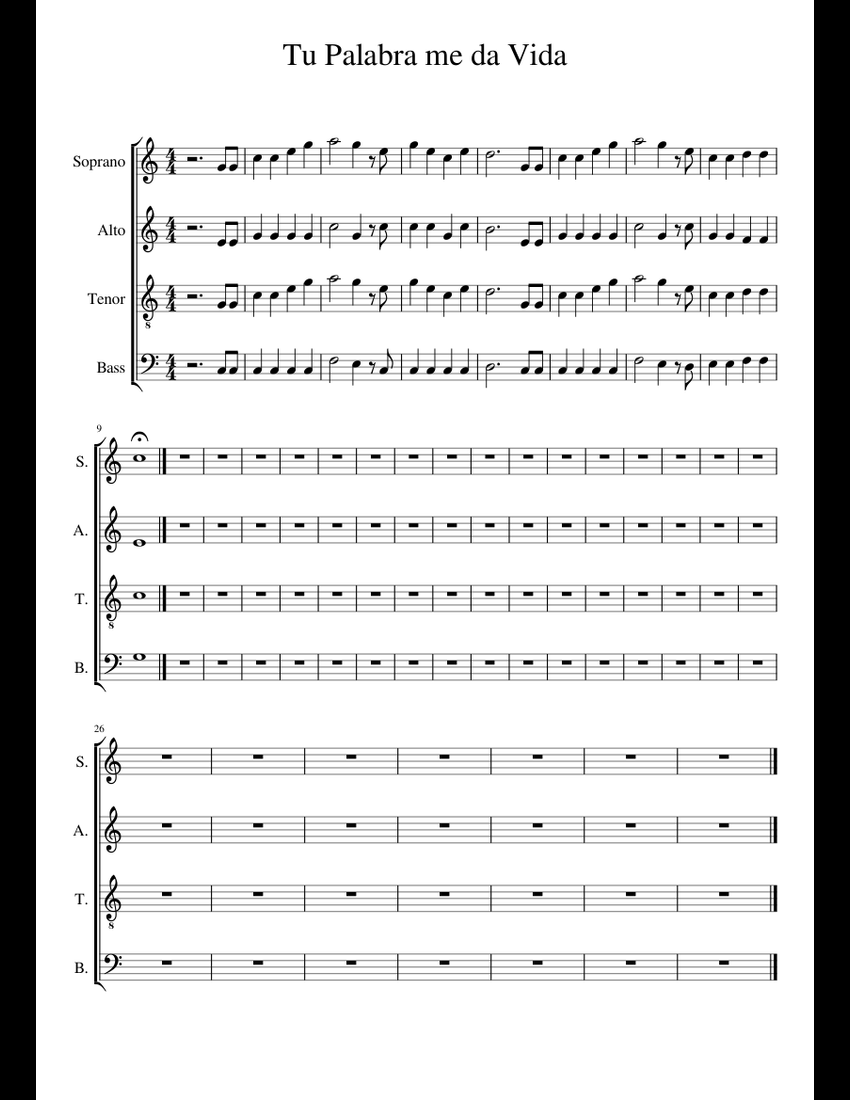 Tu Palabra me da Vida sheet music for Voice download free in PDF or MIDI