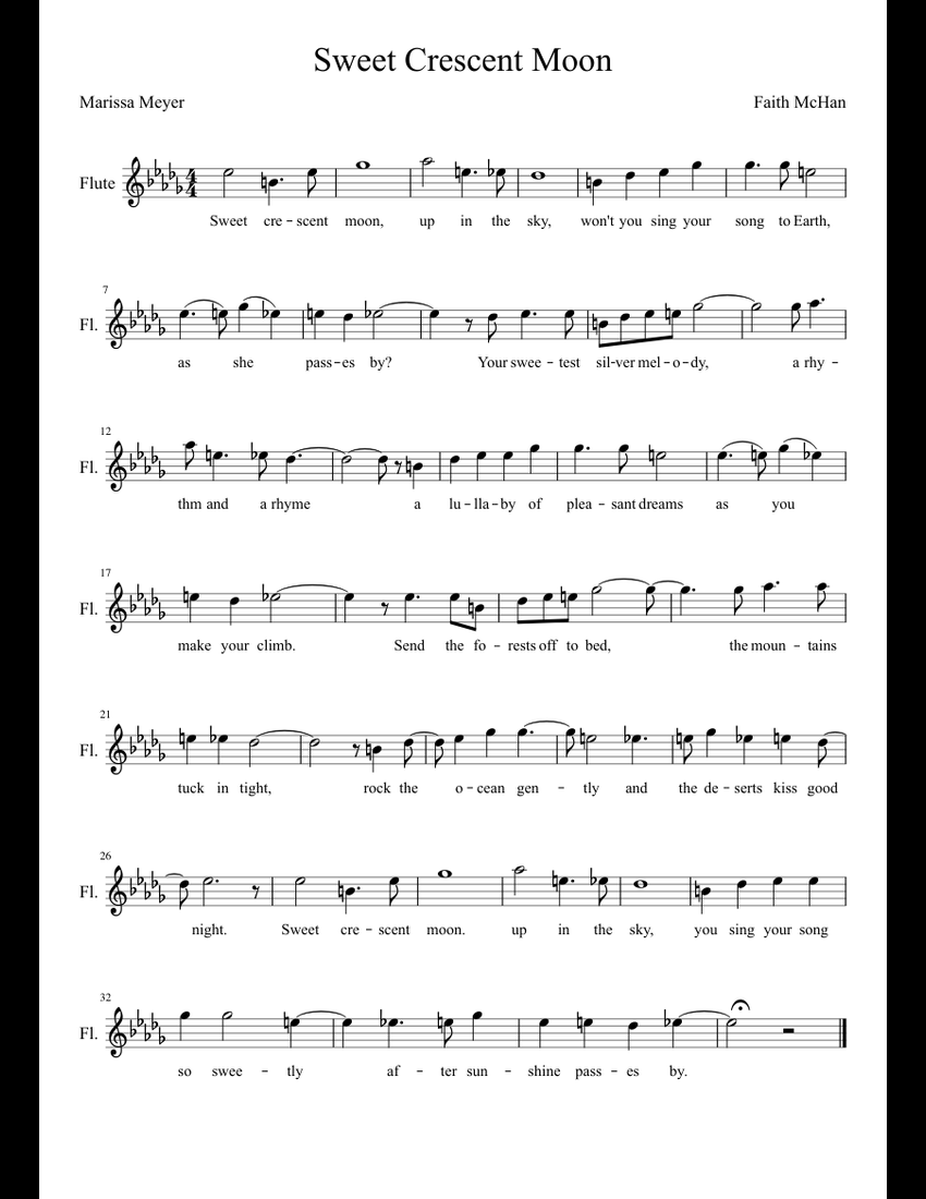 Sweet Crescent Moon sheet music for Flute download free in PDF or MIDI