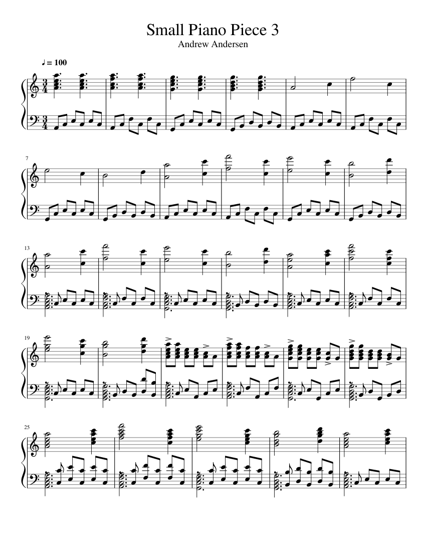 Small Piano Piece 3 Sheet music | Musescore.com