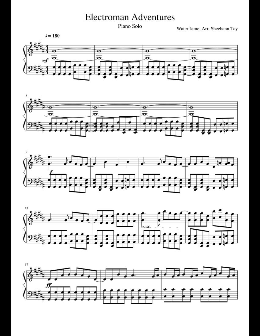 Electroman Adventures sheet music for Piano download free in PDF or MIDI