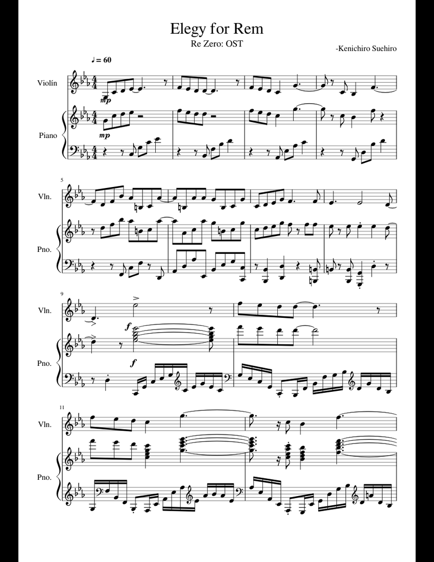 Elegy for Rem sheet music for Violin, Piano download free in PDF or MIDI