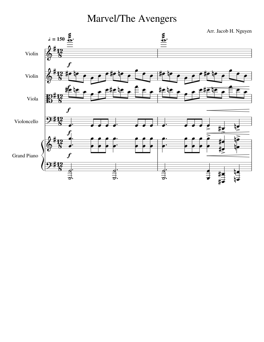 Marvel Fanfare/The Avengers Theme Sheet music for Violin, Piano, Viola ...