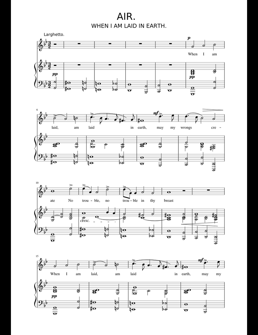 Air When I Am Laid In Earth Sheet Music For Piano Voice Download Free Air When I Am Laid In Earth Sheet Music For Piano Voice Download Free