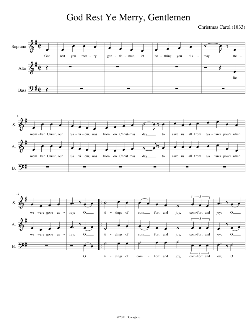 God Rest Ye Merry, Gentlemen (SAB) Sheet music for Piano | Download ...