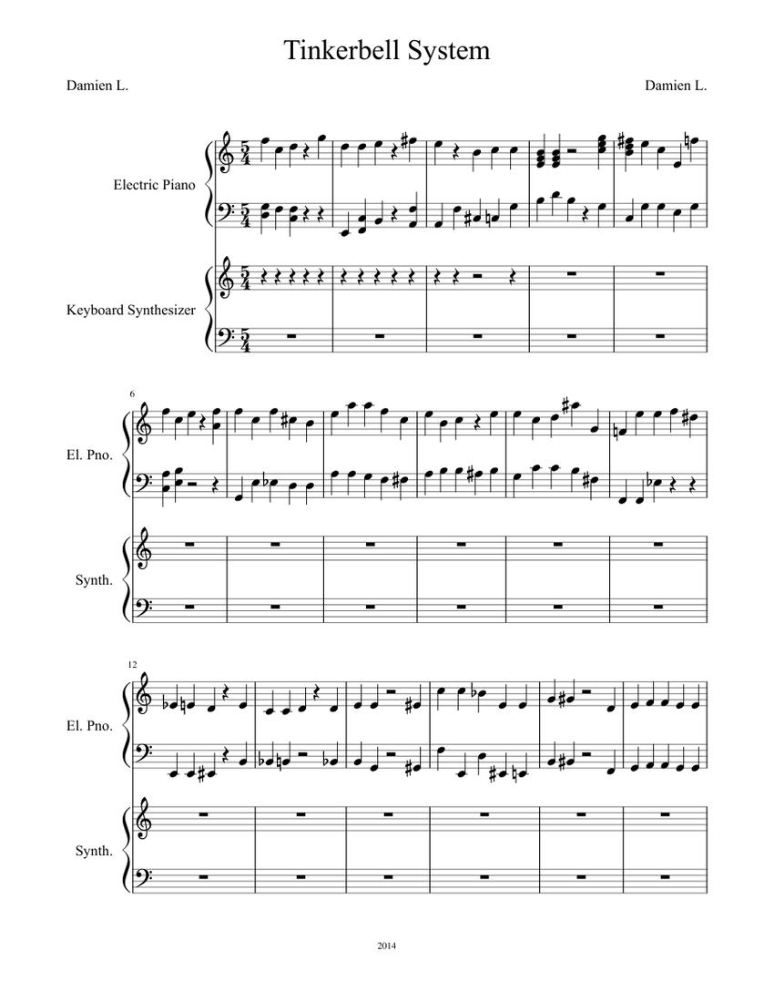 Tinkerbell System Sheet music for Piano, Synthesizer | Download free in ...