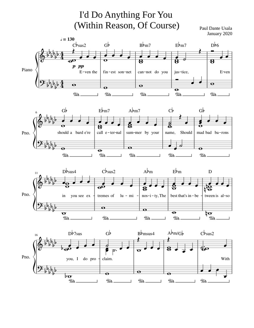 I d Do Anything For You Within Reason Of Course Sheet Music For i-d-do-anything-for-you-within-reason-of-course-sheet-music-for