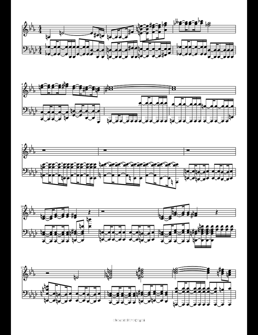 Monster Hunter 4 Main theme (departure of breeze) sheet music for Piano ...