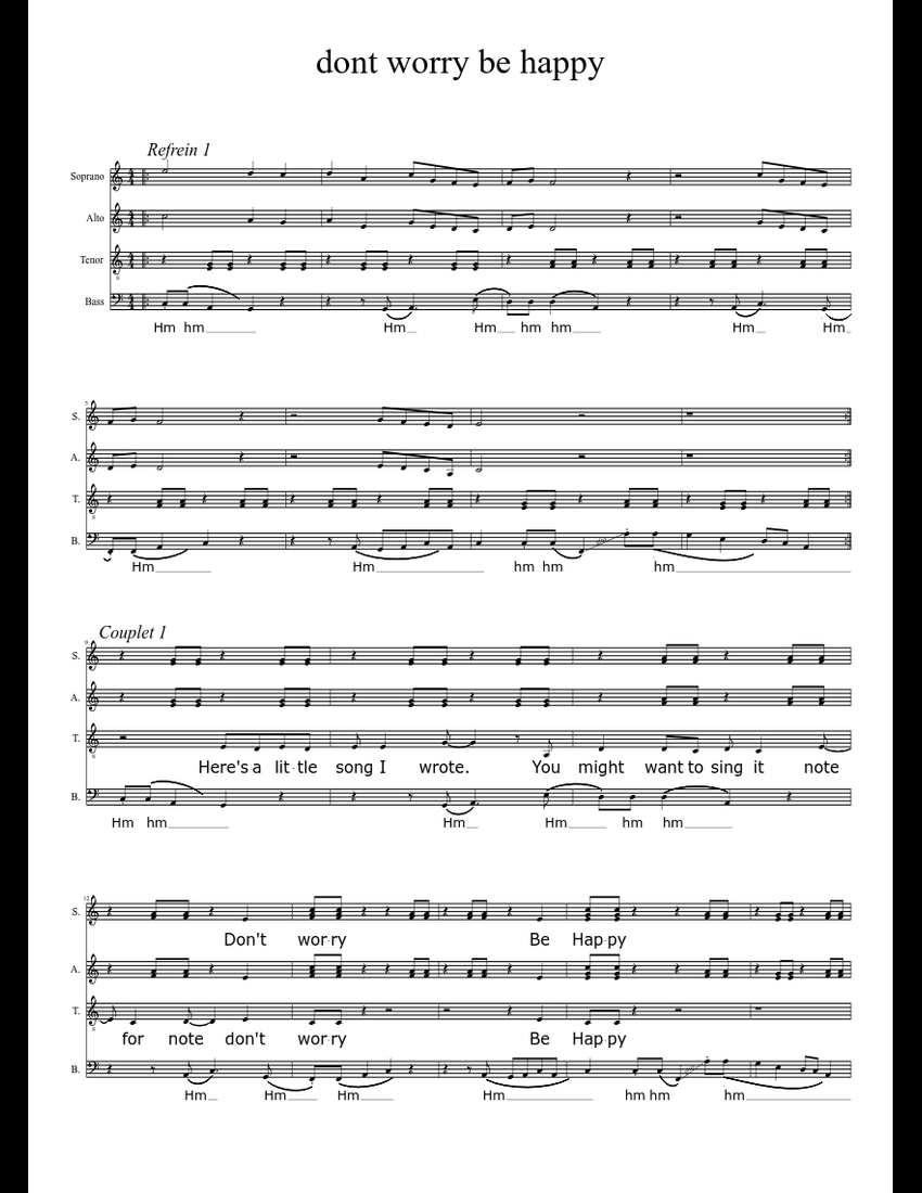 Dont worry be happy sheet music for Voice download free in PDF or MIDI