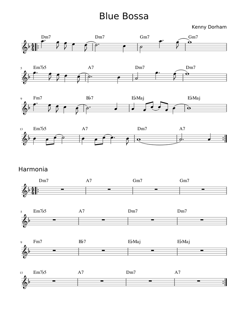 Blue bossa Sheet music for Piano | Download free in PDF or MIDI ...