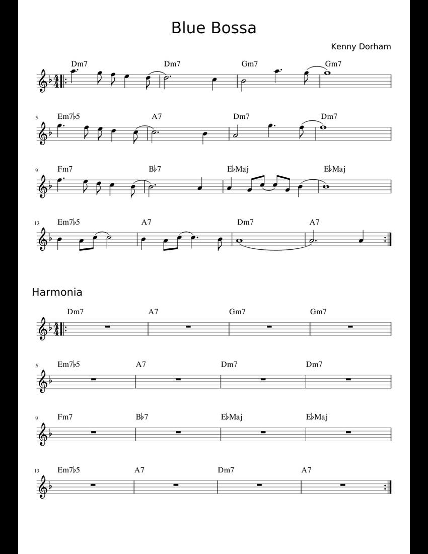 Blue bossa sheet music for Piano download free in PDF or MIDI