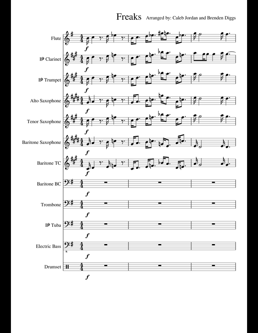 Freaks Ft. Pink Panther Go Wildcats sheet music for Flute, Clarinet ...