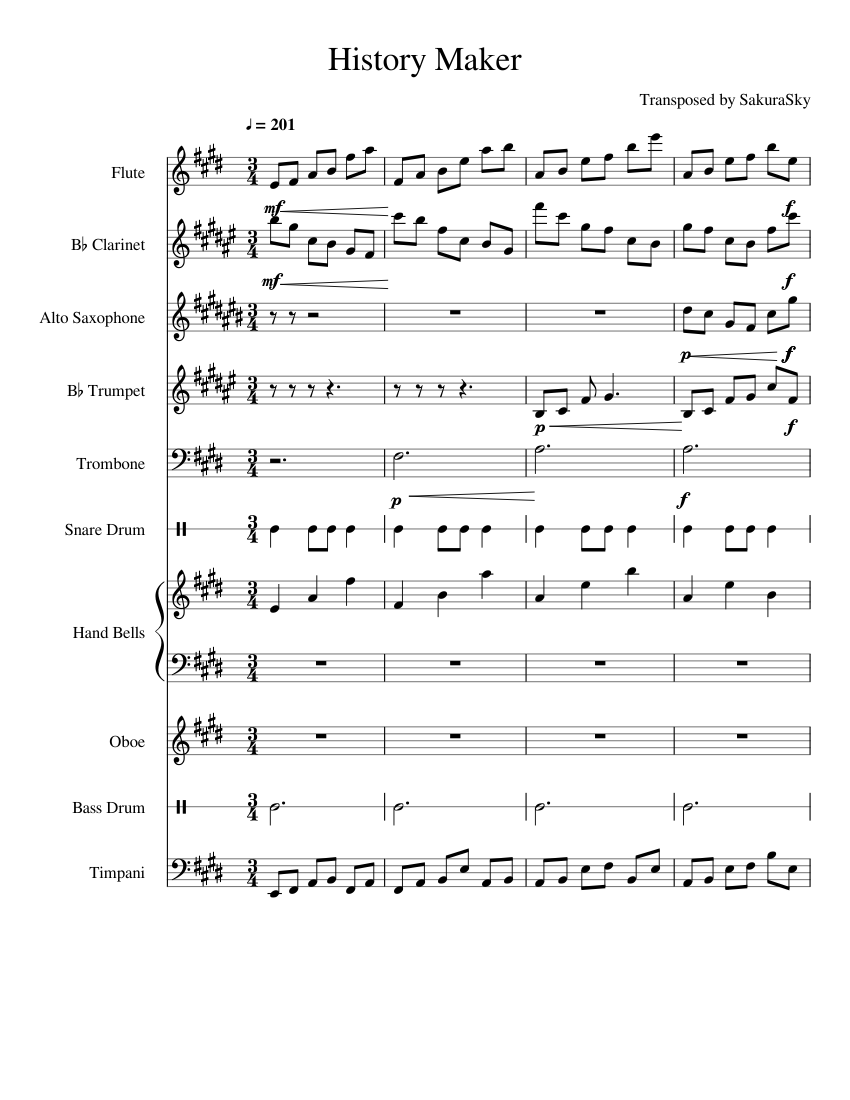History Maker (Concert Band Arrangement) Sheet music | Download free in ...