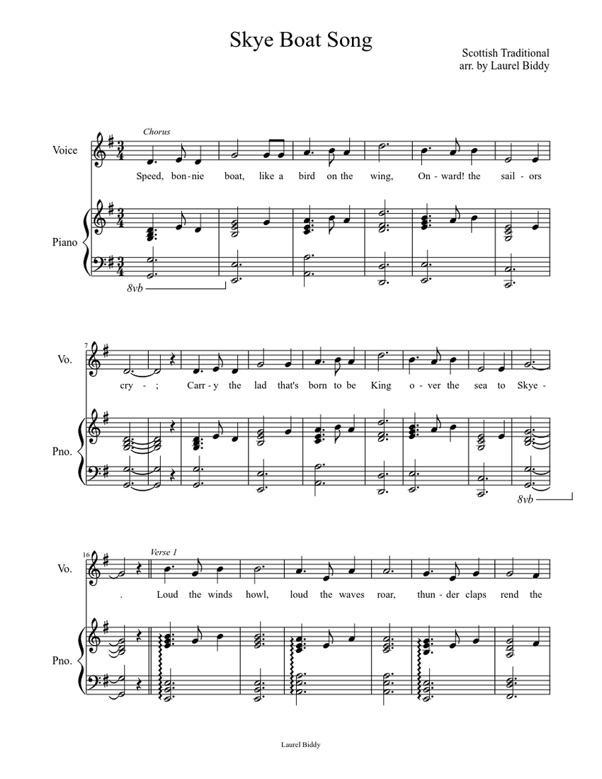 Skye Boat Song Sheet music for Piano, Voice | Download free in PDF or ...