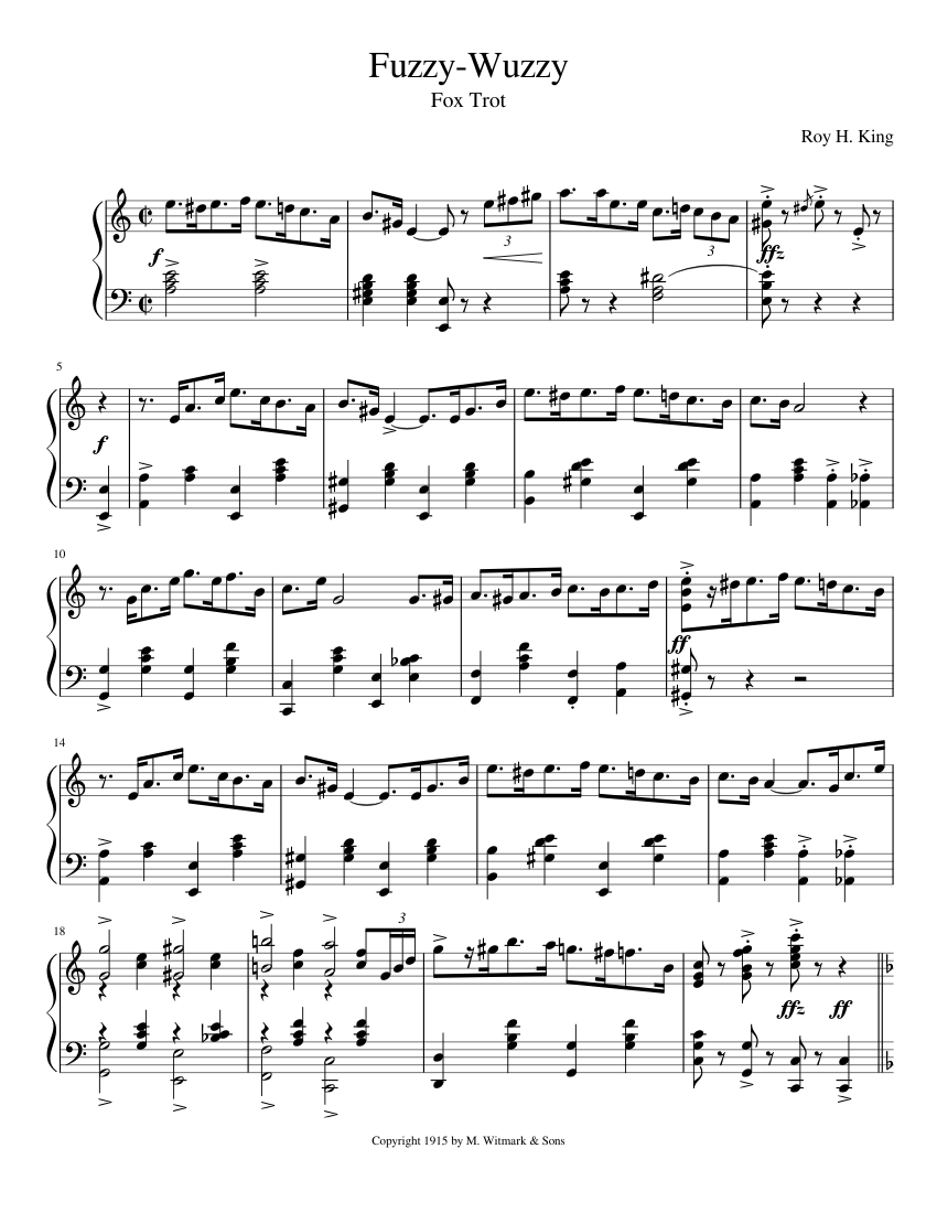 Fuzzy Wuzzy sheet music for Piano download free in PDF or MIDI