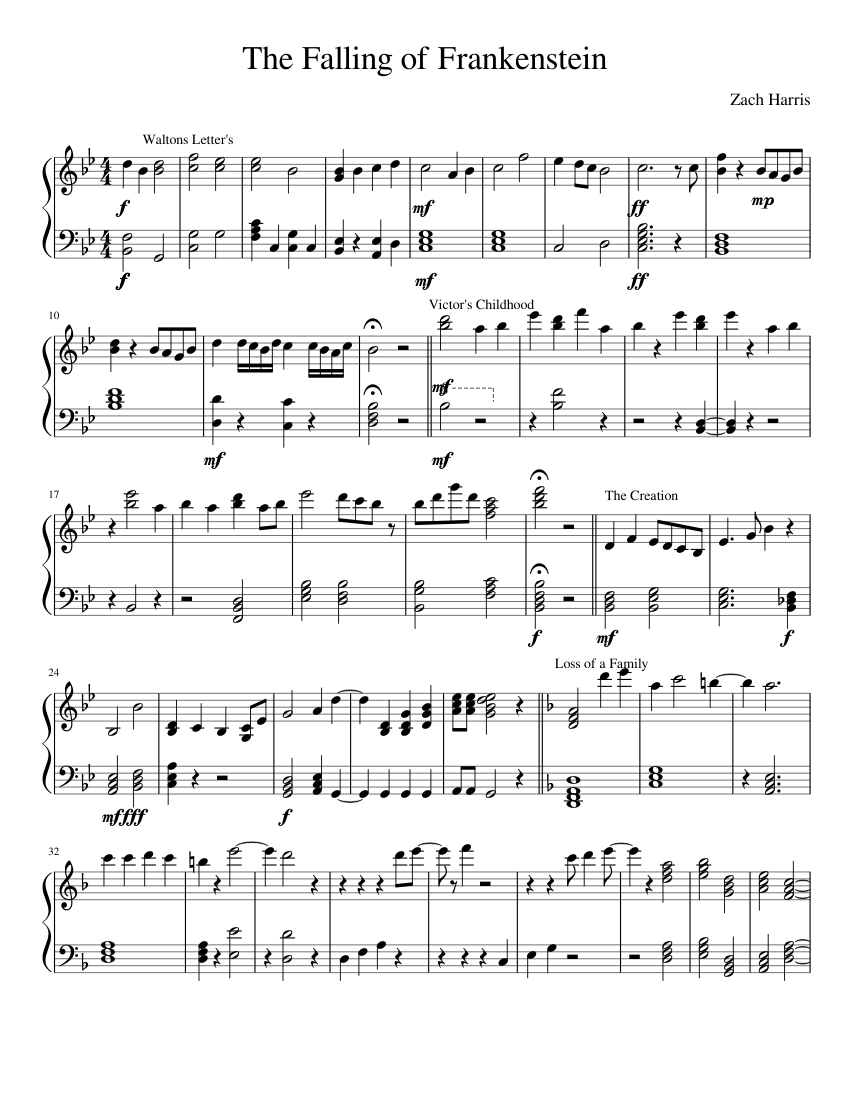 Frankenstein piece Sheet music for Piano | Download free in PDF or MIDI ...